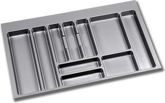 Emuca Besteckorganisator, Schubladenorganisator für die Küche, Besteckkasten, 10 Fächer, Modul 90 cm, Kunststoff, Grau