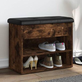 vidaXL Vidaxl - Banc &agrave; chaussures ch&ecirc;ne fum&eacute; 62x32x50 cm bois ding&eacute;nierie