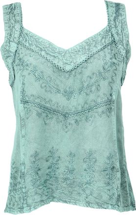 Guru Shop Besticktes Indisches Hippie Top, Kurze Boho-chic Bluse - Aqua, Damen, Synthetisch