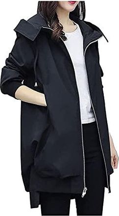Generic HHMY Veste de pluie doublée pour femme - Veste de transition imperméable et respirante - Avec capuche - Veste dextérieur unie - Coupe-vent - Veste fon