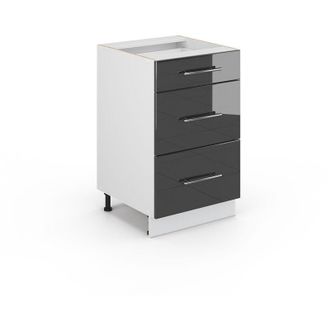 Vicco Meuble cuisine Fame-Line, Anthracite Haute brillance, 50 cm sans plan de travail Vicco