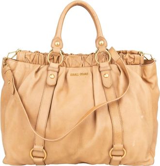 Miu Miu Crossbody Bags - Miu Miu Classic Leather City Handbag - Gr. unisize - in Beige - f&uuml;r Damen