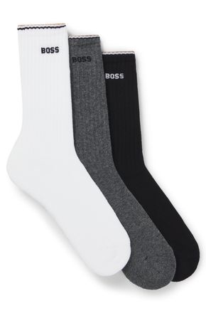 HUGO BOSS Socken BOSS Rib Stripe, Herren, Gr. 43-46, open miscellaneous 960, Baumwollmischung, gemustert, elastisch, Socken Socken, Rippstrick, verst&auml;rkte Ferse