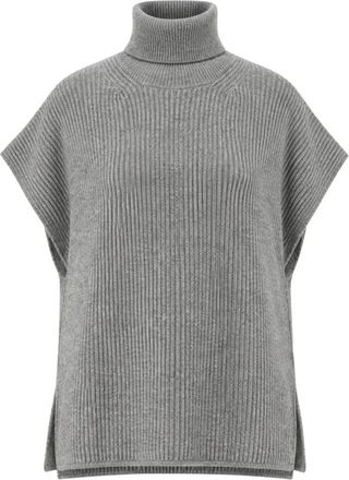 Max Mara Gilet en laine et cachemire &agrave; c&ocirc;tes anglaises - Femme - Pulls - Gris - Taille: 40 FR