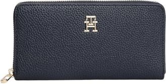 Tommy Hilfiger Portefeuille Femme Emblem Large avec Fermeture Éclair, Bleu (Space Blue), Taille Unique