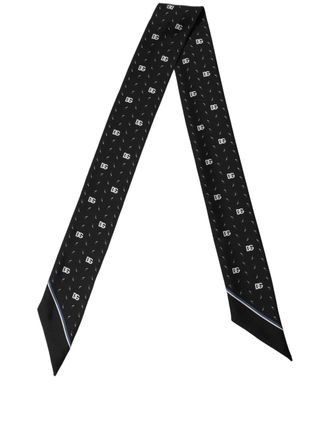Dolce & Gabbana Silk DG Logo Scarf - Black