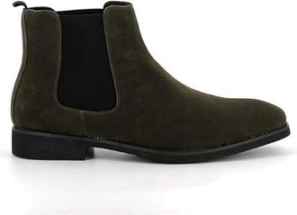 UOMO Design Bottines Chelsea habillée et élégante en Simili Cuir ou Suédine pour Homme - Karl (5 Olive S, 41)