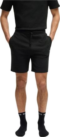 HUGO BOSS Homme, Shorts, Noir, Taille: S Shorts de Pyjama en Gaufre Noirs