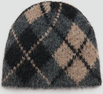 Mango Chapeau &agrave; motifs de losanges gris chin&eacute; fonc&eacute; - Femme - Taille unique - MANGO