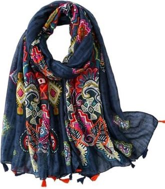 Generic &Eacute;charpe ch&acirc;le en viscose florale 180 cm pour hijab musulman, grande taille, bandeau tendance pour femme, quatre saisons, Couleur 12, taille unique