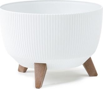 HowHomely Deko Blumentopf mit 3 Beinen Hoch 23 cm - Weiß Blumenübertopf - Langlebige und Leichte Übertopf 30 cm Durchmesser