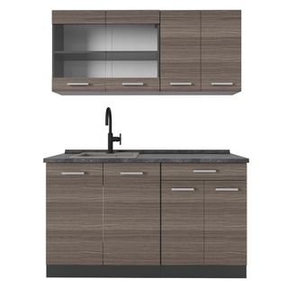 Vicco Singleküche R-Line, Küchenzeile Single, Edelgrau/Anthrazit, 140 cm, AP Anthrazit