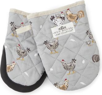 Cooksmart Hen House Lane Set mit 2 Neopren-Mikrowellen-Handschuhen, Britisches Design, Mini-Ofenhandschuhe, hitzebeständig bis 100 °C, stilvolle und schützende 