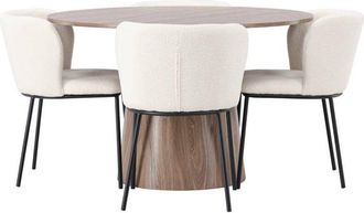 ebuy24 Lanzo Essgruppe Tisch natur und 4 Edina St&uuml;hle wei&szlig;