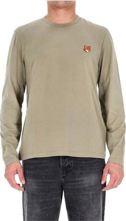 Maison Kitsuné Homme, Tops, Vert, Taille: XL T-shirt Regular Fox Head