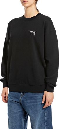 Replay Damen Sweatshirt Oversized, Schwarz (Black 098), XS