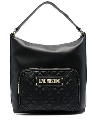 Love Moschino sac port&eacute; &eacute;paule matelass&eacute; &agrave; plaque logo - Noir