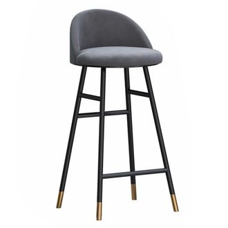 Generic Samt-Barhocker mit Metallbeinen, gepolsterter Samt-Hocker in Tresenh&ouml;he, Esszimmer- und Kneipenstuhl