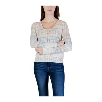 Guess Femme, Pulls, Beige, Taille: 36 FR Cardigan &agrave; Manches Longues et Boutons avec Col en V