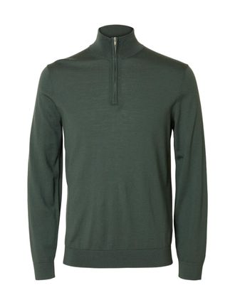 Selected SELECTED FEMME Herren Slhtray Ls Knit Merino Half Zip Noos, Deep Forest, S EU