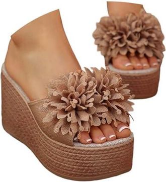 Generico Sandales d&eacute;t&eacute; &agrave; plateforme enfiler bout ouvert respirantes pour femme chaussures d&eacute;contract&eacute;es plage et sorties quotidiennes confortables l&eacute;g&egrave;res (Kha