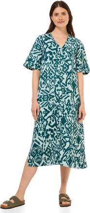 Cecil Linen_LI/CV Print Dress Green Lagoon XXL