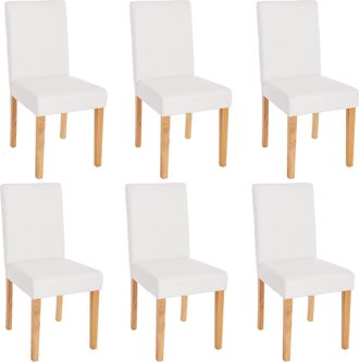 Mendler 6er-Set Esszimmerstuhl Stuhl K&uuml;chenstuhl Littau - Kunstleder, wei&szlig; matt, helle Beine