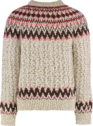 Moncler Mens Sweater Wool Jacquard Beige Virgin Sweatshirts