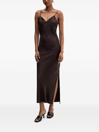 Silvian Heach Midikleid mit Spaghettitr&auml;gern - Braun