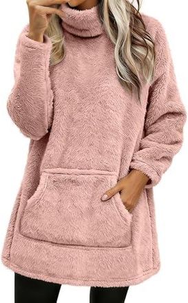 Generic Hauts dhiver pour femmes, sweatshirts britanniques pour femmes, couleur unie, haut surdimensionn&eacute;, col rond, manches longues, automne hiver, d&eacute;contrac