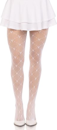 Leg Avenue Damen Love Struck Heart net Tights Costume Hosiery, Weiß, One Size