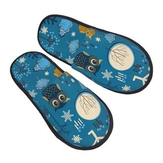 Generic Pantoufles Moelleuses De Jolis Hiboux Et Arbres Color&eacute;s Chaussons Respirantes Maison Chaussures Pour Homme Femme Unisex L