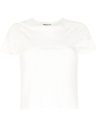 Cynthia Rowley t-shirt en coton &agrave; d&eacute;tails perfor&eacute;s - Blanc