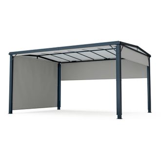 Blumfeldt Blumfeldt Pergola 3x4 m, Aluminium Pergola avec Toit en Polycarbonate & Stores R&eacute;tractables, Structure Robuste, Protection Contre Pluie & Soleil