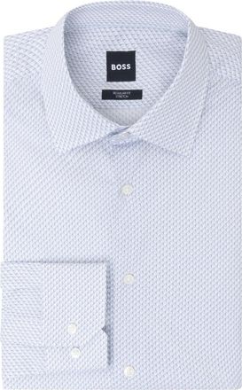 HUGO BOSS Gemustertes Stretch-Hemd mit Kentkragen, Regular in