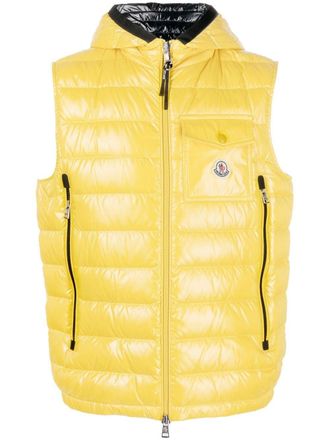 Moncler Gef&uuml;tterte Weste mit Logo-Patch - Gelb