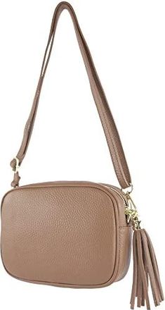 modamoda.de T240 - Petit sac à bandoulière en cuir véritable, Marron pâle, s