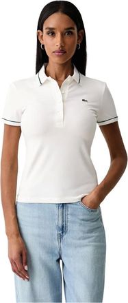 Lacoste Polo L.12.D Coupe Ajust&eacute;e avec Finitions Contrast&eacute;es - Femme - Tops - Beige - Taille: 38 FR
