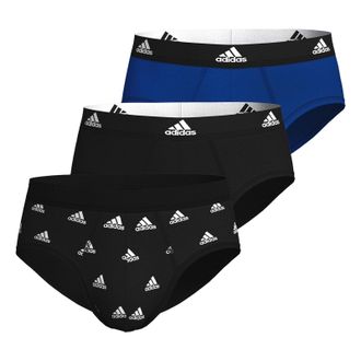 adidas Herren Brief Slip Unterhose Active Flex Cotton 3er Pack, Farbe:Mehrfarbig, Gr&aacute;e:S, Artikel:-913 Black/Print/royal