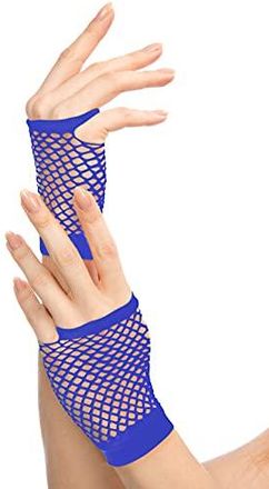 Balinco Gants en filet rock années 80/90 pour femmes & filles (bleu)