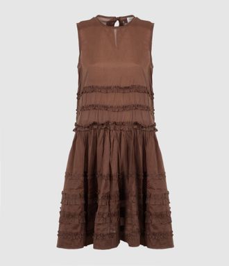 Damson Madder Robe Reed Drop Waist Ruffle Choc