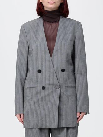 Alberta Ferretti Blazer crois&eacute; en laine m&eacute;lang&eacute;e de style militaire