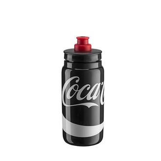 Elite Fly Coca Cola Bidon Cyclisme 550ml Noir - Gourde V&eacute;lo Ultral&eacute;ger Sans BPA Texture TEX &Eacute;dition Sp&eacute;ciale - Pour Route VTT Gravel