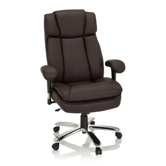 hjh OFFICE Bürostuhl gepolstert Builder XXL I Kunstleder Chefsessel bis 180kg belastbar, hohe Rückenlehne, Dunkelbraun 691011