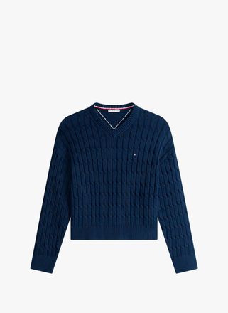 Tommy Hilfiger Pull &agrave; col V torsad&eacute; en coton