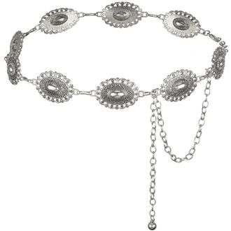 Dreshow Western Metall Concho G&uuml;rtel f&uuml;r Damen Cowgirl Boho Concho G&uuml;rtel Verstellbare Silber Vintage Taillenkette f&uuml;r Damen f&uuml;r Kleider Jeans Country Konzert