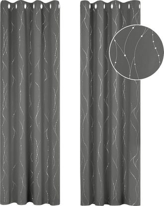 Deconovo Verdunkelung Vorh&auml;nge Thermovorh&auml;nge K&auml;lteschutz Blickdicht gardinen, Wohnzimmer Thermovorh&auml;nge mit &Ouml;sen 138x132 cm(H&ouml;hexBreite), Hellgrau, 2er Set