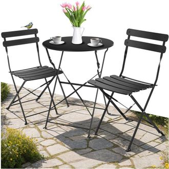 TecTake Tectake - Ensemble table et chaises bistrot Frieda, pliable pour 2 personnes - noir