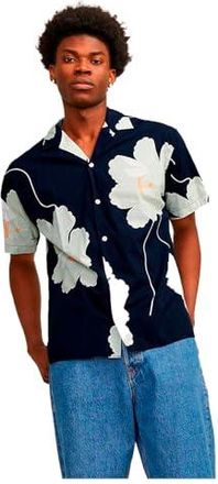 Jack & Jones Jprblapalma Resort T-Shirt S/S Sn Chemise, Night Sky/Fit : Coupe décontractée, S Homme
