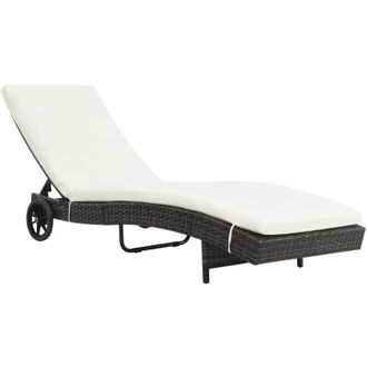 vidaXL Sonnenliege mit Rollen und Auflage Poly Rattan Braun vidaXL